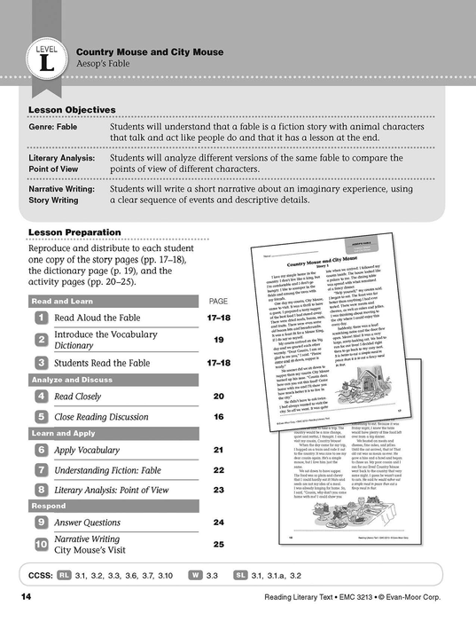 Level L Country Mouse and City Mouse (Reading Literary Text)