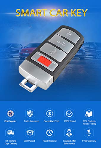 TG Auto 4 Buttons 315Mhz ID48 Chip Smart Keyless Entry Fob Remote Car Key For 2006-2014 VW VOLKSWAGEN VW Passat CC Sport Dual Clutch Executive FCC ID : NBG009066T