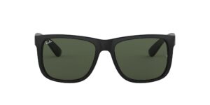 ray-ban rb4165f justin low bridge fit rectangular sunglasses, rubber transparent grey/dark grey, 55 mm