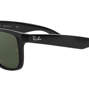 Ray-Ban RB4165F Justin Low Bridge Fit Rectangular Sunglasses, Rubber Transparent Grey/Dark Grey, 55 mm