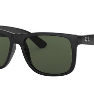 Ray-Ban RB4165F Justin Low Bridge Fit Rectangular Sunglasses, Rubber Transparent Grey/Dark Grey, 55 mm