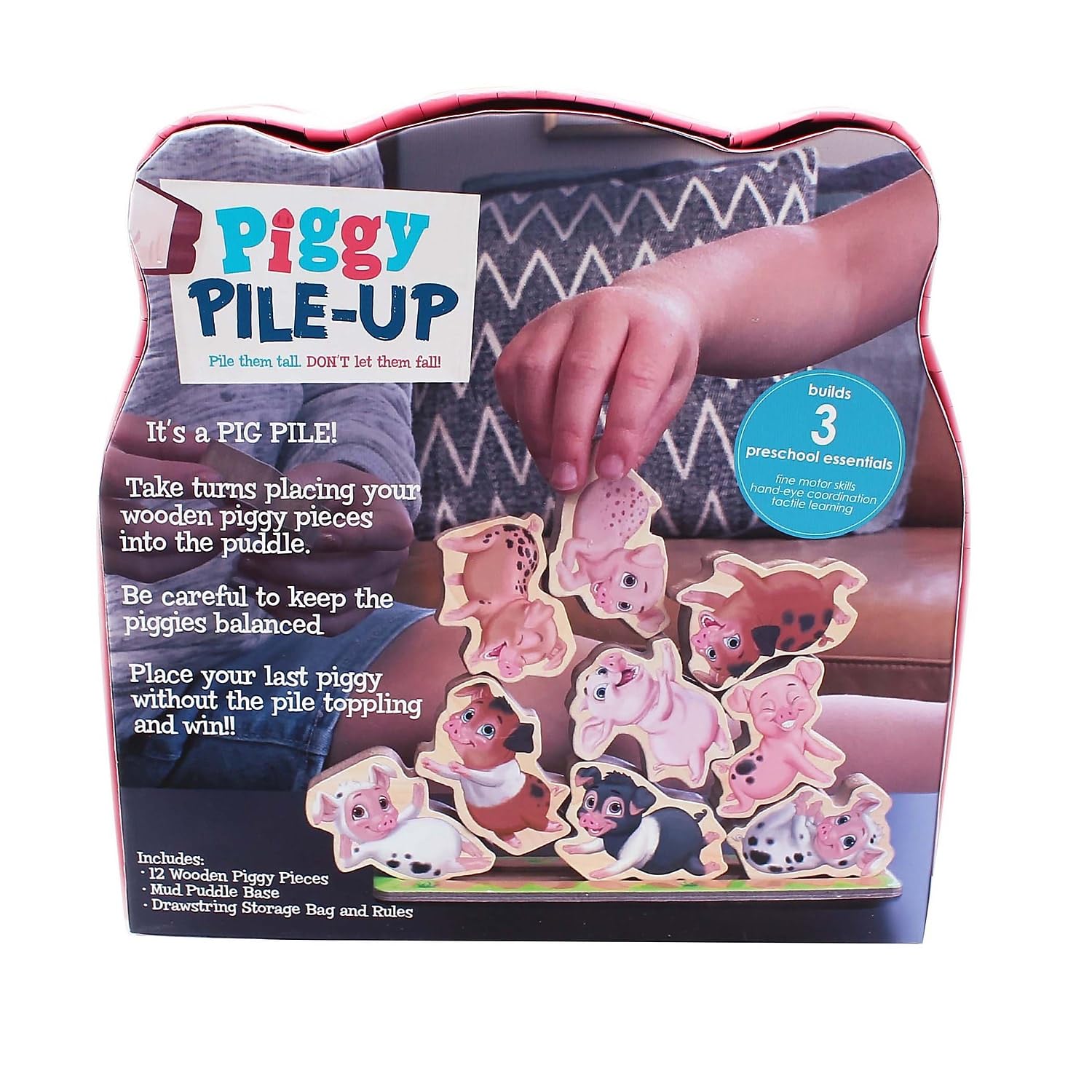 ROO GAMES Piggy Pile-Up - Fast-Paced Stacking and Balancing Game - For Ages 3+ - Place All Your Pigs on the Pile to Win