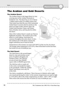 asia: physical features: the arabian & gobi deserts