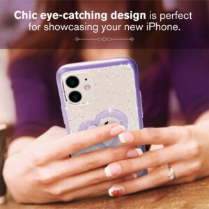 VENA iPhone 12 Mini Glitter Case, vLove (Heart Shape, CornerGuard Protection) Dual Layer Slim Hybrid Clear Bumper Cover Designed for Apple iPhone 12 Mini (5.4"-inch) - Purple