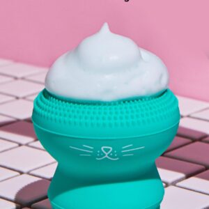 I Dew Care Cleansing Tool - Pawfect Face Scrubber | 3-in-1 Cute Silicone Pore Cleanser, Exfoliator, and Massager with Sponge