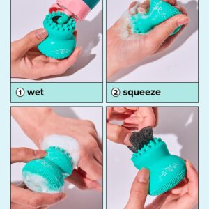 I Dew Care Cleansing Tool - Pawfect Face Scrubber | 3-in-1 Cute Silicone Pore Cleanser, Exfoliator, and Massager with Sponge