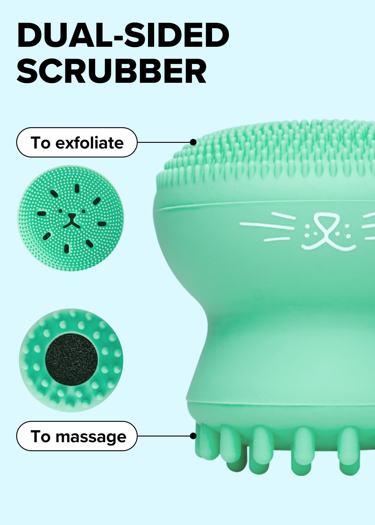 I Dew Care Cleansing Tool - Pawfect Face Scrubber | 3-in-1 Cute Silicone Pore Cleanser, Exfoliator, and Massager with Sponge