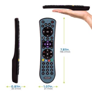 Philips Universal Remote Control for Samsung, Vizio, LG, Sony, Sharp, Roku, Apple TV, TCL, Panasonic, Smart TVs, Streaming Players, Blu-ray, DVD, 4 Device, Teal, SRP4320T/27