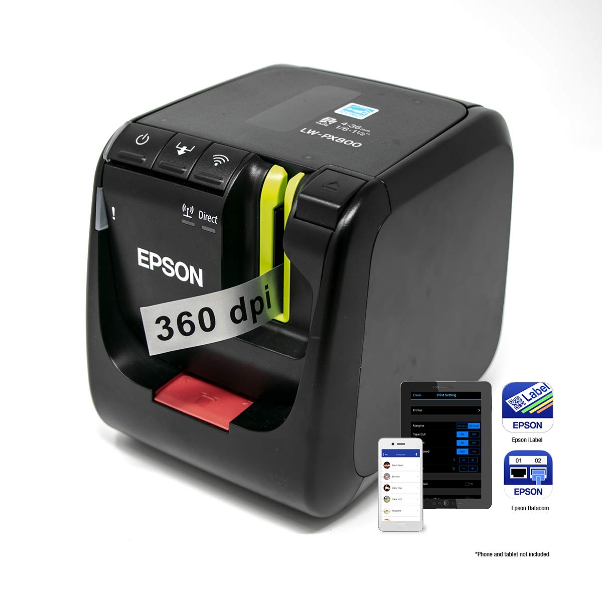 LABELWORKS Epson LW-PX800 Industrial Wireless Label Maker - Desktop Label Printer Compatible with Large Variety of Tape Types