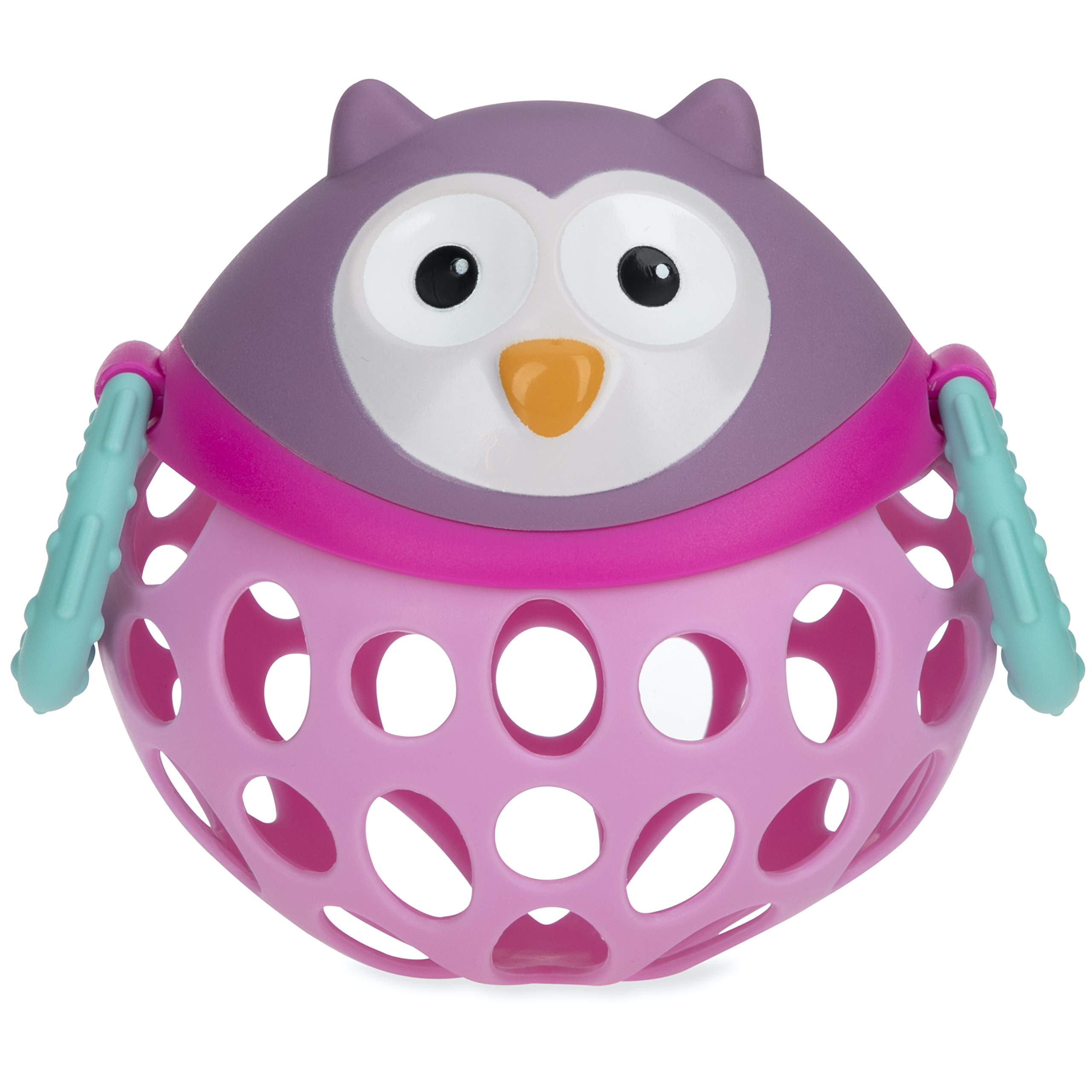 Nuby Interactive Silly Shakers Rattle Teether Toy, Characters Vary - Lion, Owl, Penguin