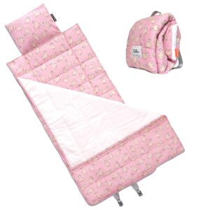 urban infant bulkie toddler nap mat - sleep mat for kids daycare and preschool - folds up to carry on back - llamas