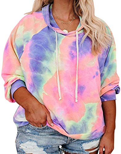 VISLILY Plus Size Hoodies for Women 4X Color Block Fall Sweaters ZQ 26W