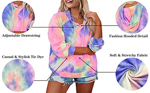 VISLILY Plus Size Hoodies for Women 4X Color Block Fall Sweaters ZQ 26W