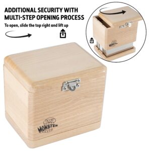 Monster Misdirection Theft-Deterrent TCG Wooden Deck Box- Fake Latch Won't Open, Slide Secret Anti-Theft Puzzle Top Lock To Open- compatible with MTG, Magic the Gathering, Yugioh & Pokémon decks