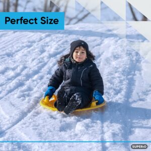 Superio Round Kids Snow Saucer Sled Blue,Red and Yellow 3 Pack Plastic Winter Sleds for Adults and Kids Outdoor Winter Fun