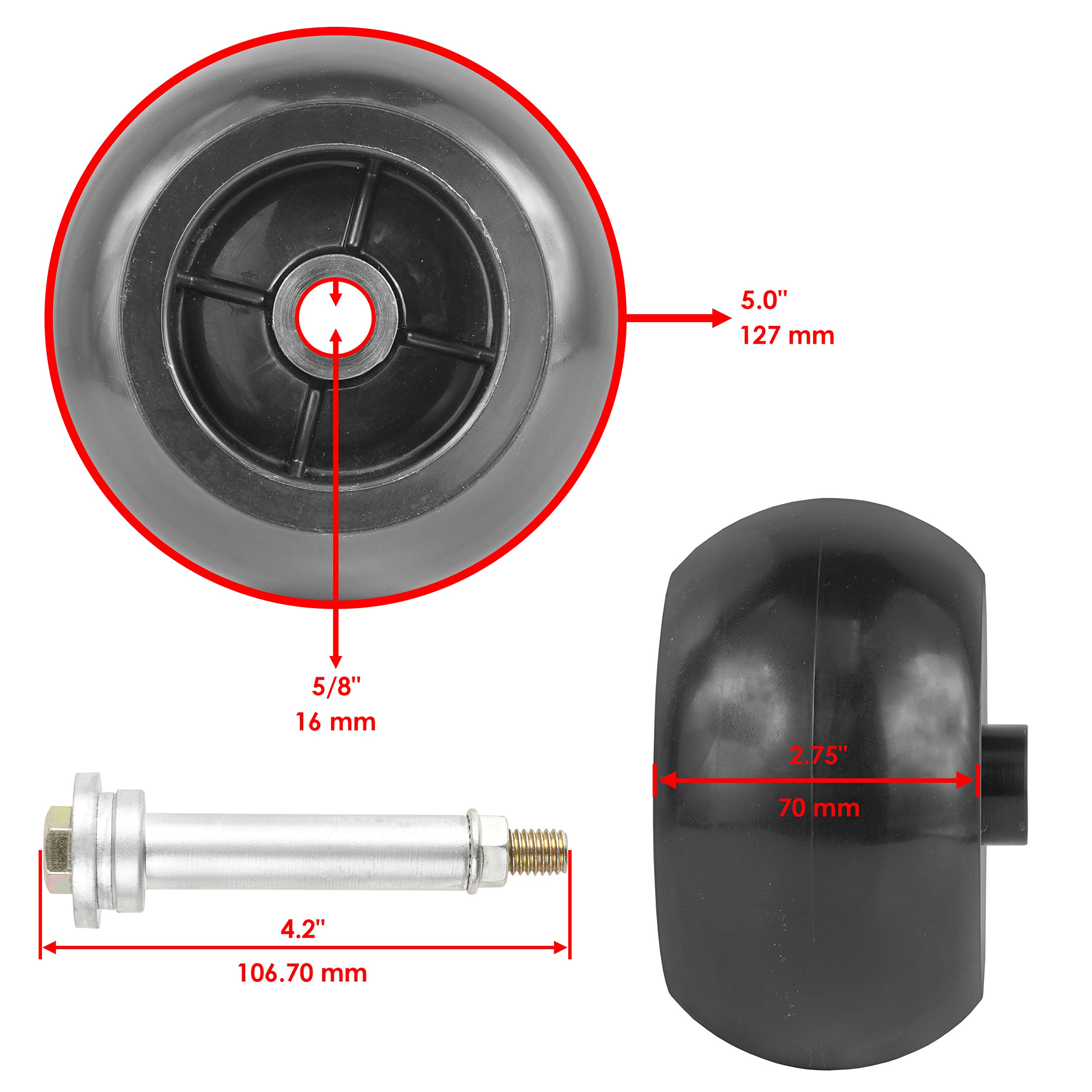 Caltric 2 Deck Wheel Compatible with Husqvarna 539-102-643 ZTH-7226 ZTH-7227 ZTHKH4818 ZTHKH4820