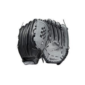 wilson 2021 a360 sp14 14" slowpitch softball glove - right hand throw, black/grey