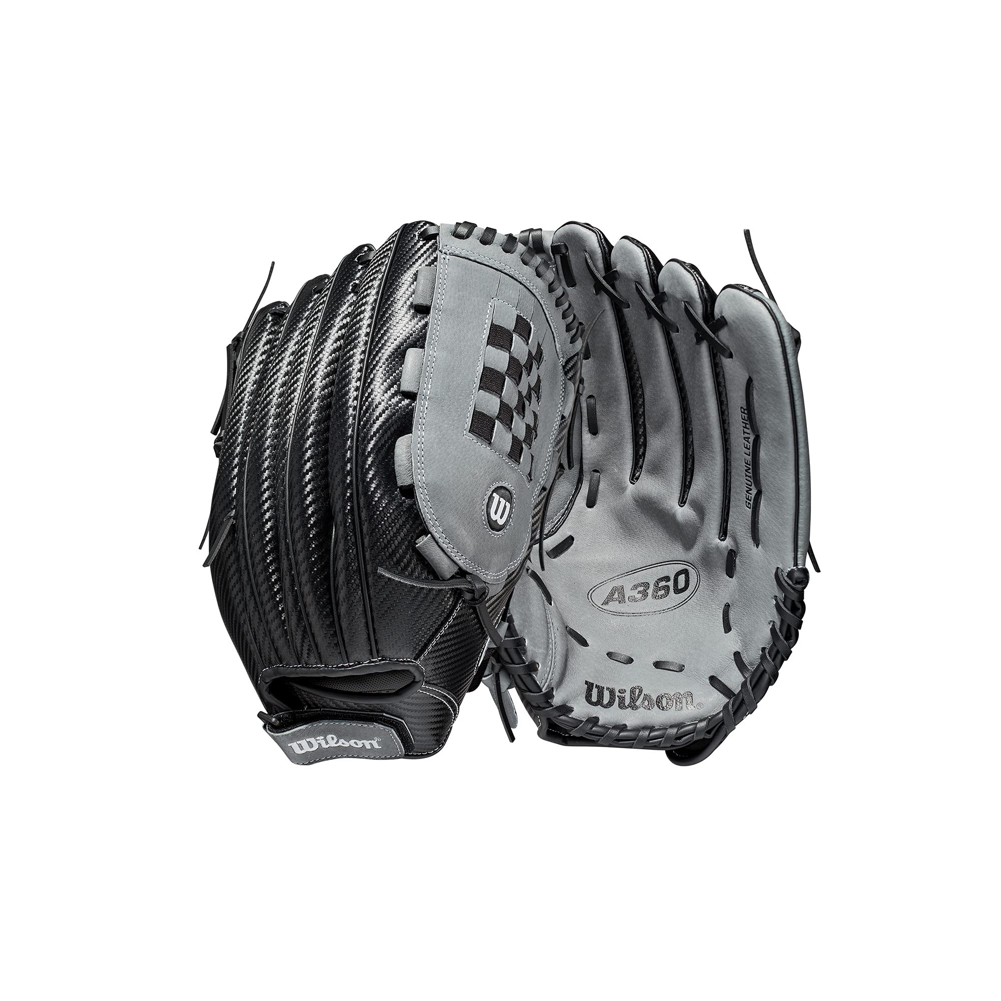 Wilson 2021 A360 SP14 14" Slowpitch Softball Glove - Right Hand Throw, Black/Grey