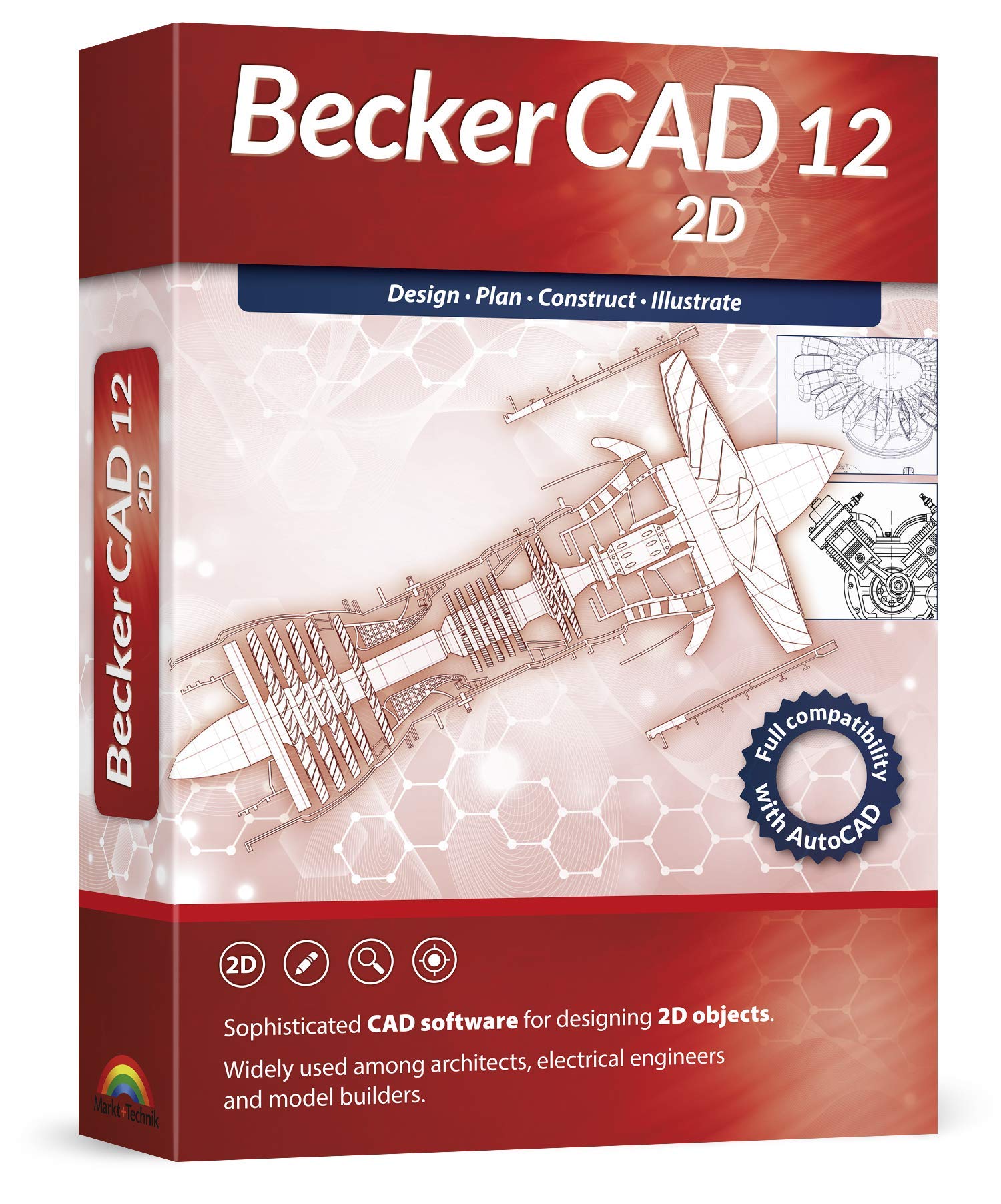 Becker CAD 12 2D - professional CAD software for 2D design and modelling - for 3 PCs - 100% compatible with AutoCAD