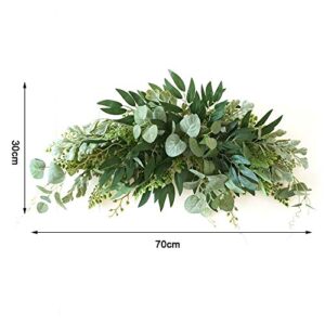 SYLOTS 27.5 Floral Swag, Large Artificial Mixed Eucalyptus Leaves Swag, Handmade Front Door Twigs Leaves Greenery Decorative Swag for Wedding Arch Party Wall Home Garden Decor