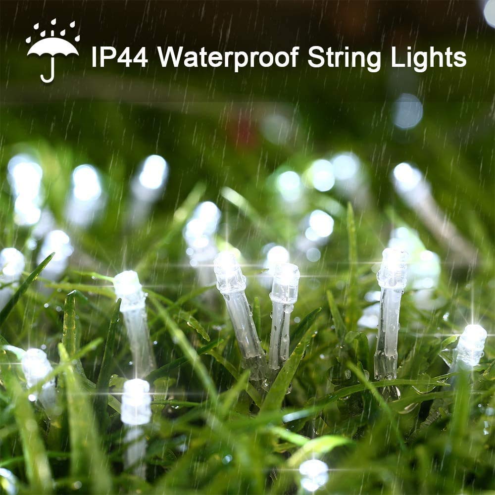 Icicle Christmas Lights Outdoor White - 32.8ft 300 LED Icicle String Lights with 8 Lighting Modes - Connectable Outside Icicle Lights for Xmas/Hourse/Garden/Wedding/Party/Patio/Eave Decorations - Cool