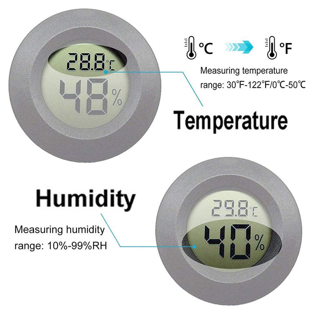 JEDEW 4-Pack Mini Digital Hygrometer Thermometer Gauge, Indoor Outdoor Temperature Humidity Meter for Greenhouse Humidors Incubators Reptile Terrarium Jars, Fahrenheit (℉) or Celsius(℃)