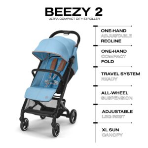 CYBEX Beezy Stroller, Lightweight Baby Stroller, Compact Fold, Compatible with All CYBEX Infant Seats, Stands for Storage, Easy to Carry, Multiple Recline Positions, Travel Stroller, Deep Black