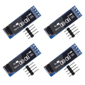 aitrip 4pcs i2c oled display module 0.91 inch i2c ssd1306 oled display module white i2c oled screen driver dc 3.3v~5v for arduino (white)