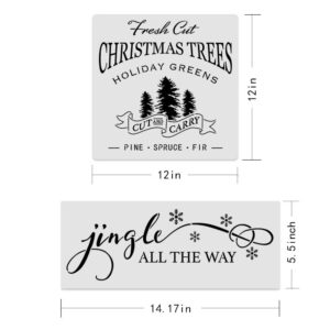 8Pcs Large Christmas Stencils-12x12 Inches Reusable Merry Christmas Stencils Including Candy Cane/Christmas Tree/Gingerbread/Reindeer/Jingle All The Way, Make Your Own Farmhouse Christmas Wood Signs