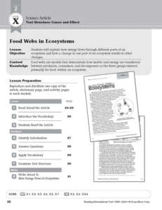 level x food webs in ecosystems (reading informational text)