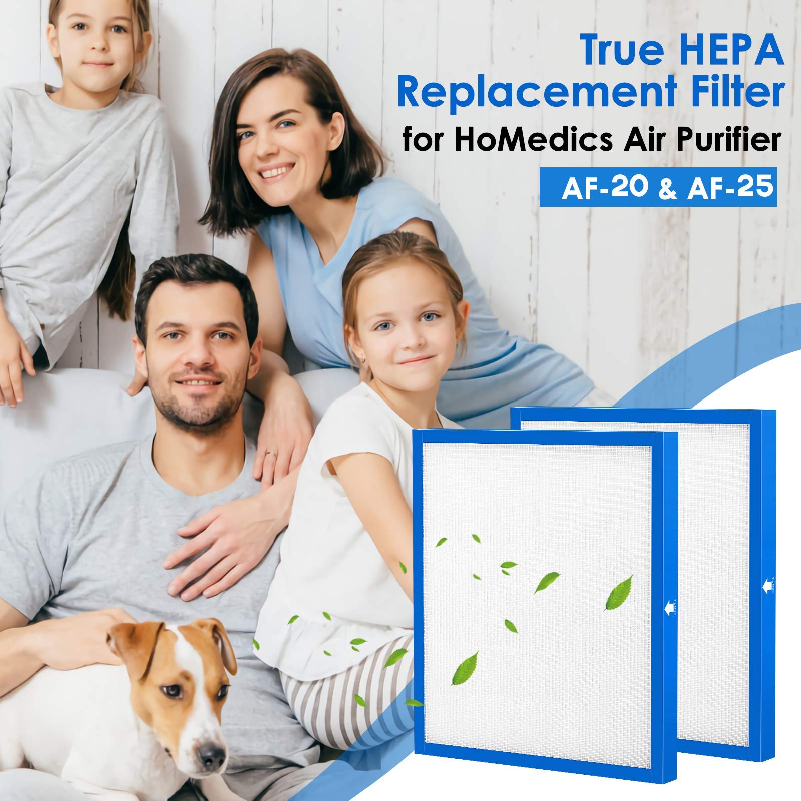 Cabiclean 2 Set Replacement Filter Compatible for HoMedics AF-20 AF-25 AP-20 AP-25 AF-20FL AF-25FL