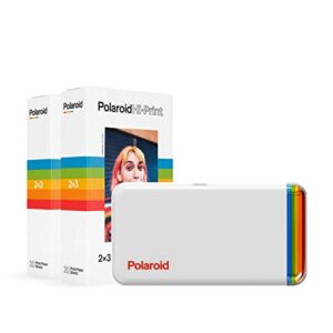 The Imaging World Polaroid Hi-Print - Bluetooth Connected 2x3 Pocket Phone Photo Printer with 2 Polaroid Hi·Print 2x3 Paper Cartridges (40 Sheets) Microfiber Cloth