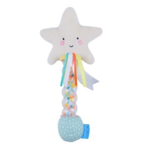 taf toys star rainstick rattle, musical shake & rattle rainmaker toy, musical instrument for babies and toddlers for sensory and motor skills development