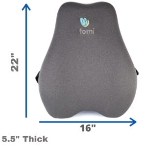 FOMI Extra High Back Lumbar Support Pillow | Thick Thoracic Foam Pad for Car, Home, Office, Gaming Chair, Wheelchair, Recliner | Sciatica, Tailbone Pain Relief | Upper Lower Backrest, Posture Aid