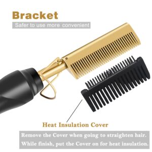 Hot Comb Hair Straightener, Electric Heating Comb, Portable Travel Anti-Scald Beard Straightener Press Comb, Ceramic Comb Security Portable Curling Iron Heated Brush