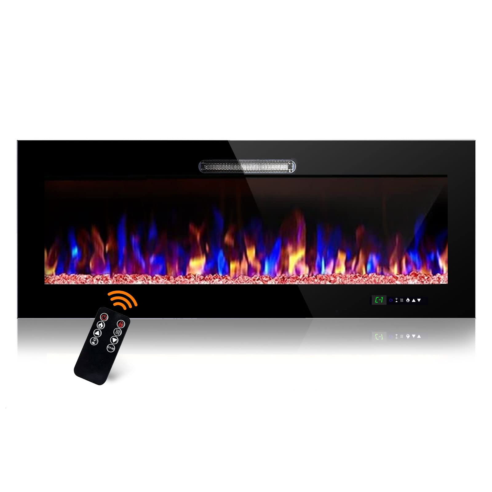 BEYOND BREEZE Electric Fireplace 36 Inches Recessed and Wall Mounted, Low Noise, Remote Control with Timer, Touch Screen, Adjustable Flame Colors and Speed