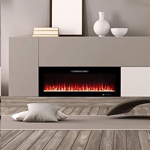 BEYOND BREEZE Electric Fireplace 36 Inches Recessed and Wall Mounted, Low Noise, Remote Control with Timer, Touch Screen, Adjustable Flame Colors and Speed