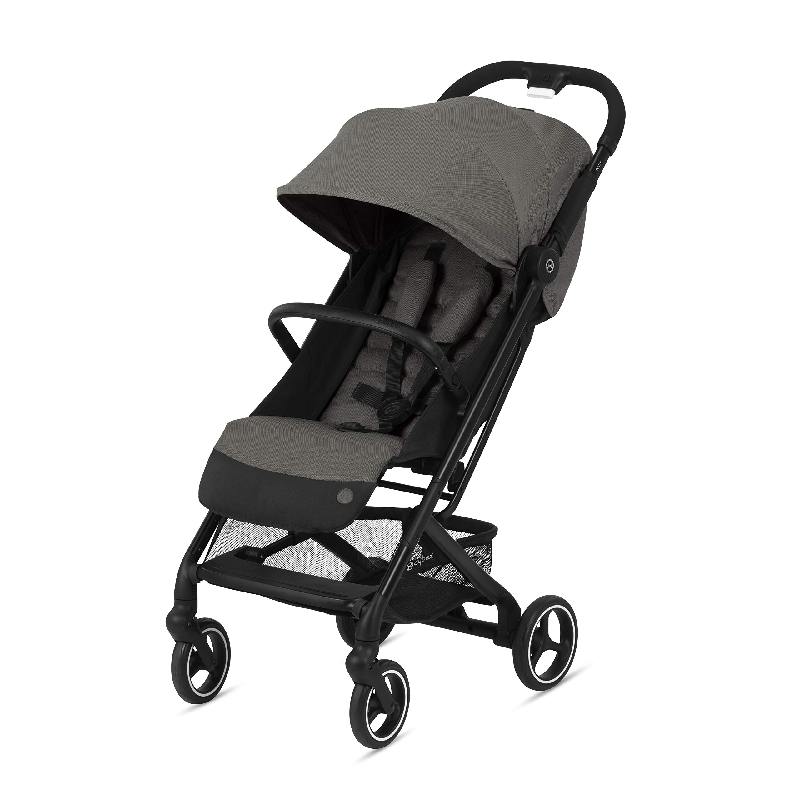 CYBEX Beezy Stroller, Lightweight Baby Stroller, Compact Fold, Compatible with All CYBEX Infant Seats, Stands for Storage, Easy to Carry, Multiple Recline Positions, Travel Stroller, Soho Grey