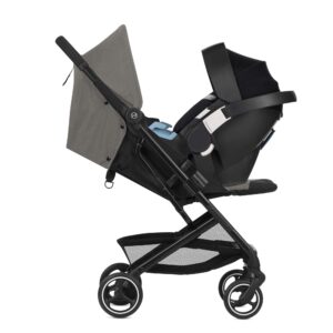 CYBEX Beezy Stroller, Lightweight Baby Stroller, Compact Fold, Compatible with All CYBEX Infant Seats, Stands for Storage, Easy to Carry, Multiple Recline Positions, Travel Stroller, Soho Grey