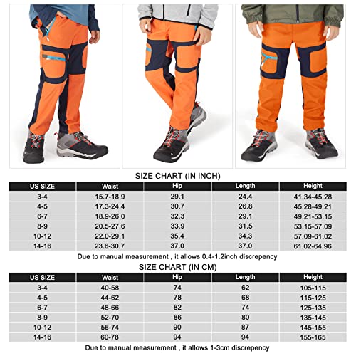 linlon Kids Boy's Snow Waterproof Pants Youth Fleece Lind Hiking Softshell Warm Insulated Trousers,Orange,9056-Orange-XXL