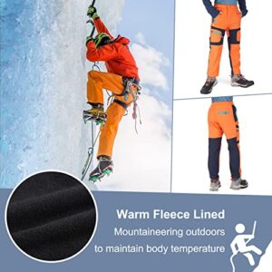 linlon Kids Boy's Snow Waterproof Pants Youth Fleece Lind Hiking Softshell Warm Insulated Trousers,Orange,9056-Orange-XXL