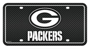 rico industries mtg3301cf packers - carbon fiber design - metal auto tag, multi, 6x12 inch