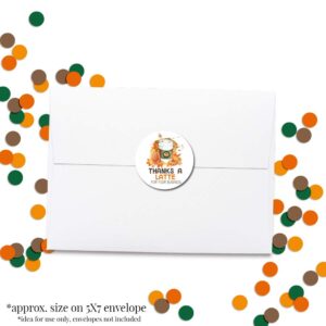 Thanks A Latte Fall & Autumn Pumpkin Spice Thank You Customer Appreciation Sticker Labels for Small Businesses, 60 1.5" Circle Stickers by AmandaCreation, for Envelopes, Postcards, Direct Mail, More!