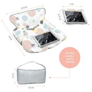 Lulyboo Baby Shopping and Grocery Cart and Highchair Cover Features iPad Cell Phone Tablet Device Clear Pockets for Toddler - Machine Washable Cover Folds Into Bag Fit Most Carts and Chairs