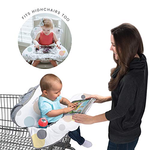 Lulyboo Baby Shopping and Grocery Cart and Highchair Cover Features iPad Cell Phone Tablet Device Clear Pockets for Toddler - Machine Washable Cover Folds Into Bag Fit Most Carts and Chairs