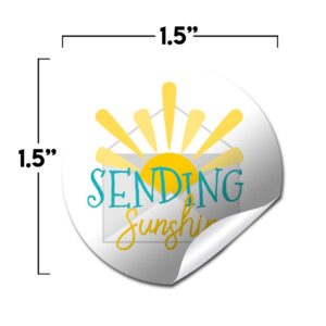 Bright Sending Sunshine Themed Thank You Customer Appreciation Sticker Labels for Small Businesses, 60 1.5" Circle Stickers by AmandaCreation, Great for Envelopes, Postcards, Direct Mail, & More!