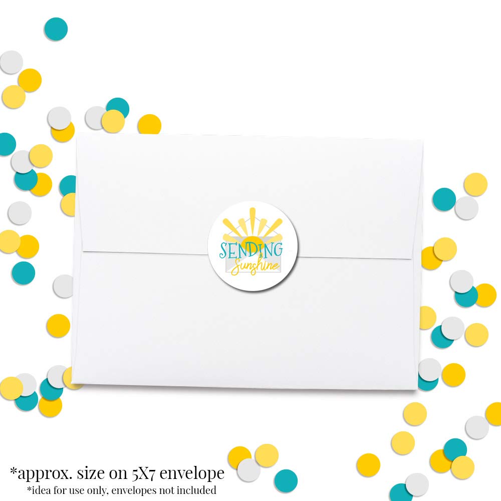 Bright Sending Sunshine Themed Thank You Customer Appreciation Sticker Labels for Small Businesses, 60 1.5" Circle Stickers by AmandaCreation, Great for Envelopes, Postcards, Direct Mail, & More!