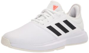 adidas women's gamecourt tennis shoe, white/black/solar red, 9