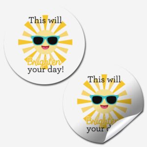 brighten your day sunshine thank you customer appreciation sticker labels for small businesses, 60 1.5" circle stickers by amandacreation, great for envelopes, postcards, direct mail, & more!