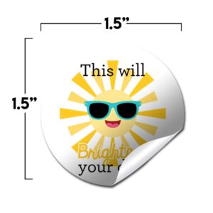 Brighten Your Day Sunshine Thank You Customer Appreciation Sticker Labels for Small Businesses, 60 1.5" Circle Stickers by AmandaCreation, Great for Envelopes, Postcards, Direct Mail, & More!